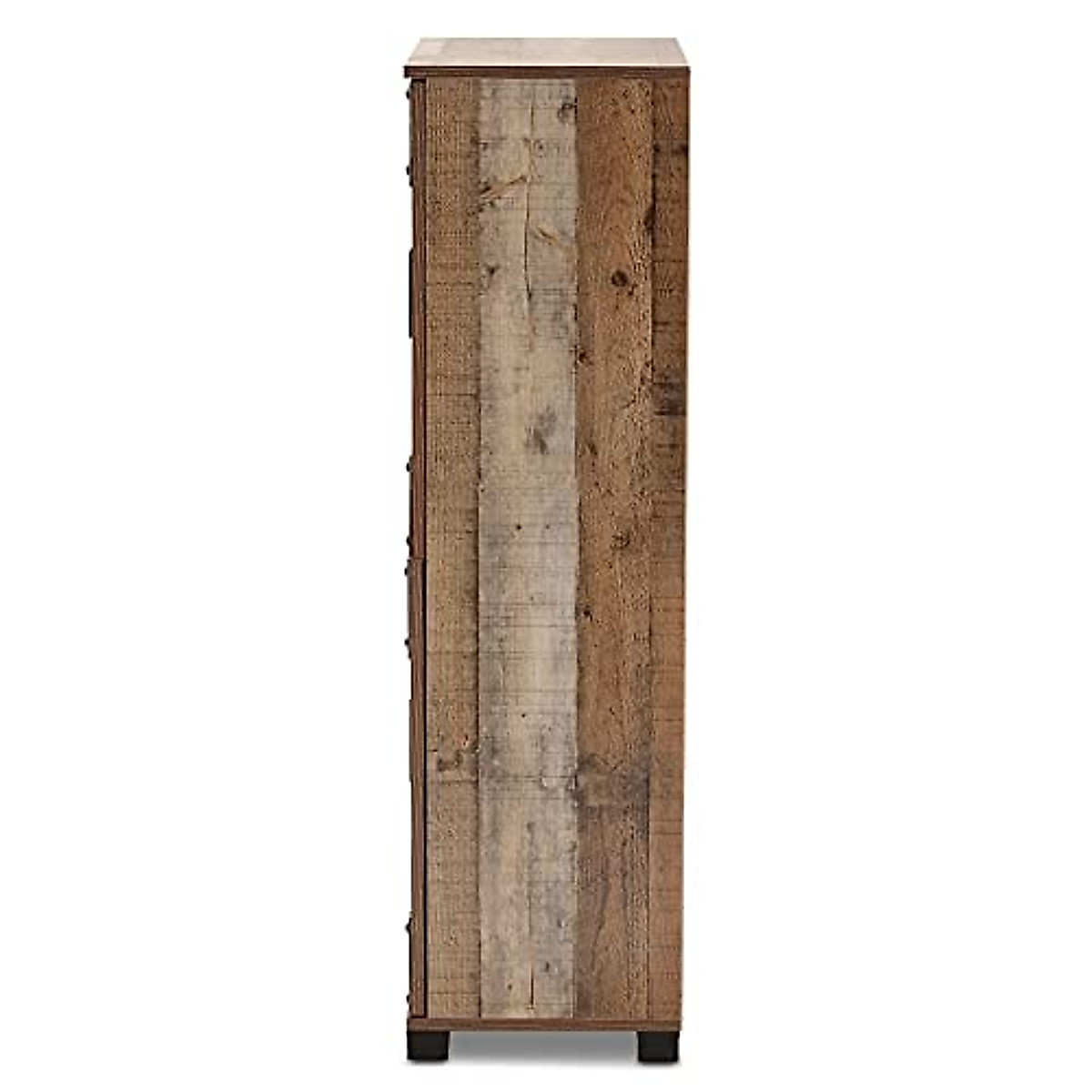 BOWERY HILL Wood 4-Door Shoe Cabinet in Rustic Brown