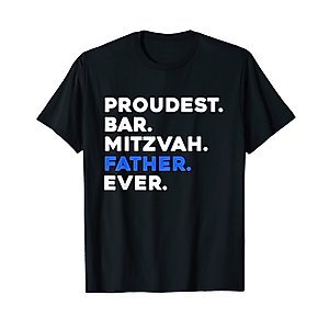Mens PROUDEST BAR MITZVAH FATHER EVER Jewish BOY Celebration T-Shirt