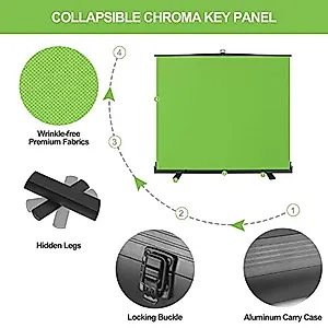 EMART 77in x 92in Collapsible Chromakey Panel Green Screen for Photo Backdrop Video Studio, Live Game, Portable Pull Up, Solid Aluminium Base Wrinkle-Resistant Fabric, Auto-Locking Air Cushion Frame