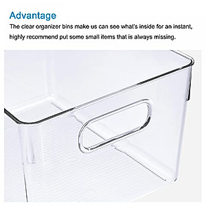 uxcell Refrigerator Organizer Bins 1PC, Stackable Fridge Drawer Organizer with Handles, Clear Fridge Bins for Pantry, Freezer, Shelves - White