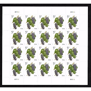 2017 Grapes 5 Cent Stamp In Sheet of Twenty Stamps Scott 5177 .