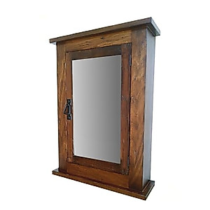 Dijkoo ZyduzscAT NUOTIRUIS Primitive Mission Medicine Cabinet/Surface Mount/Distressed Medium Finish/Solid Wood & Handmade C