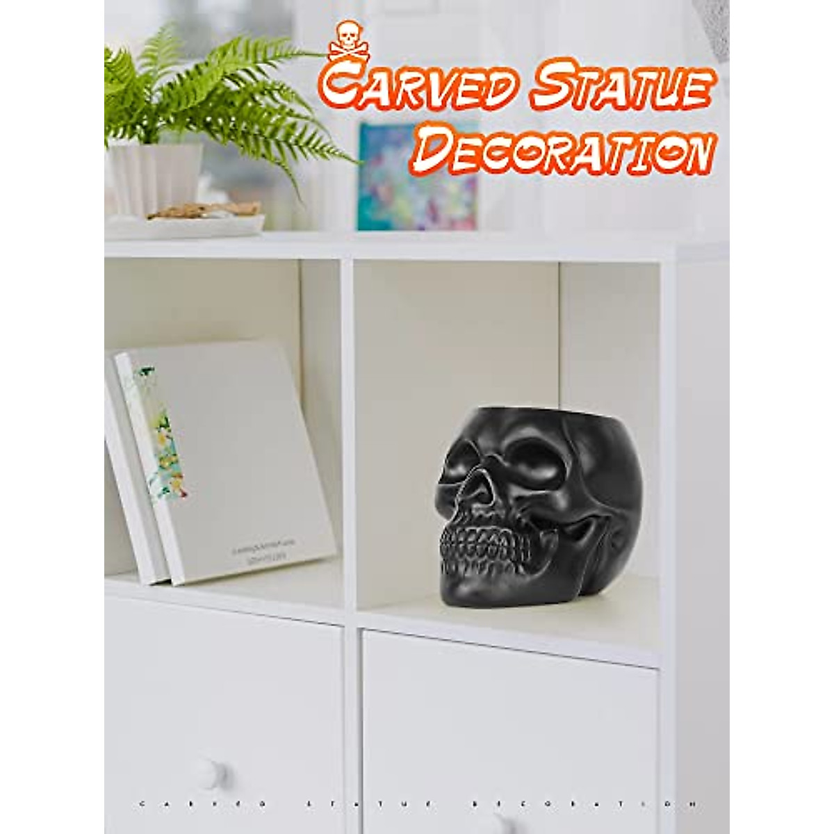 Dashamce Skull Planter Dish Large Flower Pot Container Box Halloween Skull Candy Bowl Desk Decoration