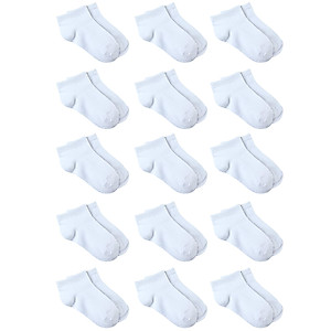 Cooraby 15 Pack Kids' Half Cushion Low Cut Athletic Ankle Socks Boys Girls Ankle Socks