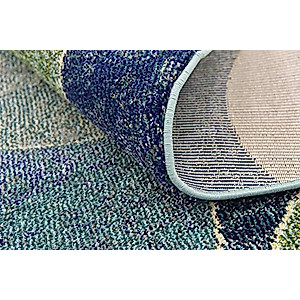 Unique Loom Chromatic Collection Modern Bokeh & Vibrant Abstract Area Rug for Any Home Décor, 8' 0" x 8' 0", Navy Blue/Beige