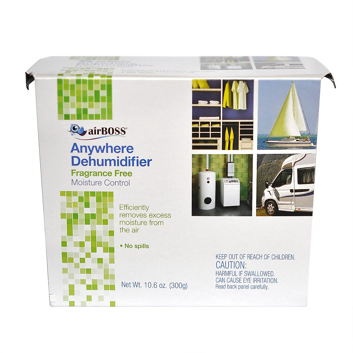 airBOSS Anywhere Dehumidifier, Fights Mildew and Odors, Fragrance Free, No Spills, 10.6 oz, Pack of 6