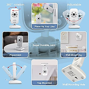 Axvue Video Baby Monitor, Slim Handheld, Non-Slip Design, 2.8" Vertical Screen Monitor & 2 Camera, Range up to 1000ft, 12 Hour Battery Life, 2-Way Talk, Night Vision, Temperature Monitor, No WiFi.