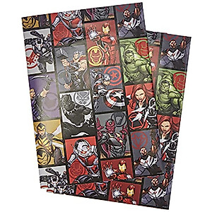 Boys Superhero Wrapping Paper - Marvel Hero Wrapping Paper - Boys Marvel The Avengers Blue Wrapping Paper Sheets - Wrapping Paper for Kids - Wrapping Paper for Boys