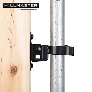 HILLMASTER 1-3/8" Flat Back Wall Mount Chain Link Fork Latch, Black Gate Fork Latch with Padlock Hole,Fence Latch Lock with Screws,Bolts,Gate Hardware Gate Latches for Outdoor Wooden Gates,2 PCS