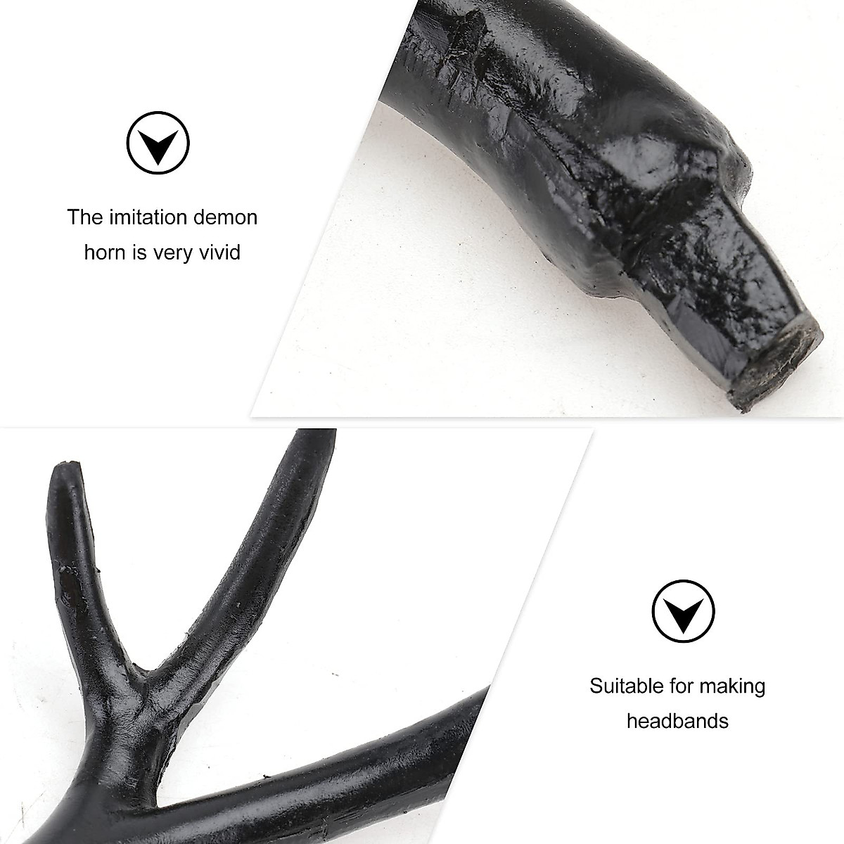 BESPORTBLE Deer Antlers Costume, 1 Pair Plastic Deer Antlers Fake Deer Antlers for Crafts Faux Reindeer Antlers Headband Costume DIY Wall Deer for Halloween Xmas Party Accessories