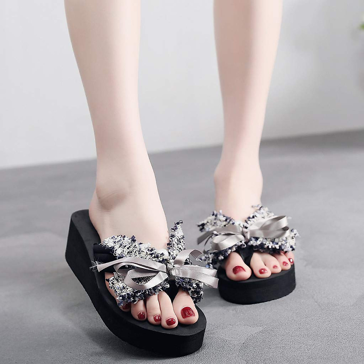 Vielone Flip Flops Black Sandals Athletic Cushion Footbed Waterproof Outdoor Summer Beach Slippers