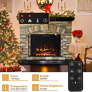 Electric Fireplace with Mantel, Tall Fire Place Heater Freestanding with Remote Control Timer LED Flame for Living Room Bedroom