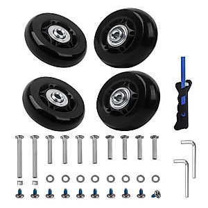 FSATNDE Luggage Suitcase Replacement Wheels Set of 4 PU Bearing Wheels-Install Width 0.8in/21mm with 3 Size Axles and Hacksaw for Trolley Bag Drawbar Box Smooth Rolling Repair(60x18mm)