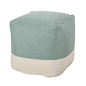 Christopher Knight Home Tattnall Contemporary Two Tone Fabric Cube Pouf, Teal, Beige