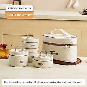 Keweis Bento Box Adult Lunch Box Set, Portable Insulated Lunch Containers with Thermal Bag, Stackable Stainless Steel Leakproof Food Containers for Adults Teens Kids, Set of 4, 68 Oz