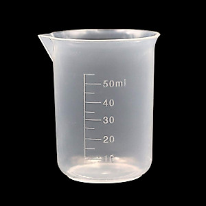 6 Pack 50ml Lab Plastic Graduated Beaker Transparent Measuring Beaker Cup Mixing Cup Liquid Container for Science Lab
