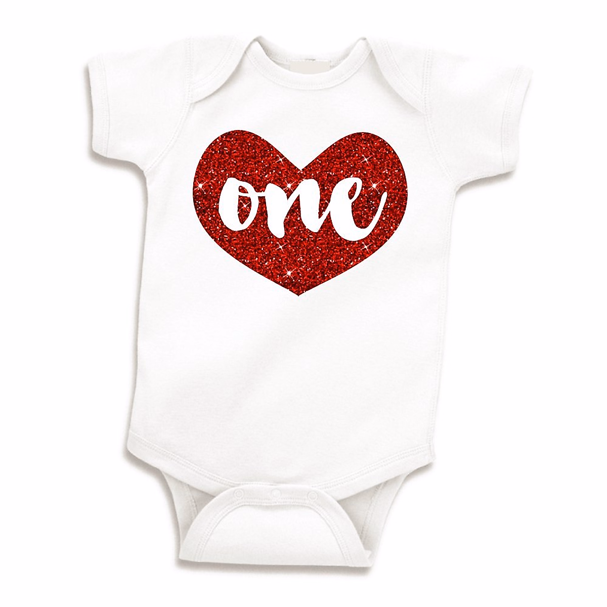 Girl First Birthday Outfit Baby Girls One Year Old Birthday Shirt (Glitter Red 12-18 Months)