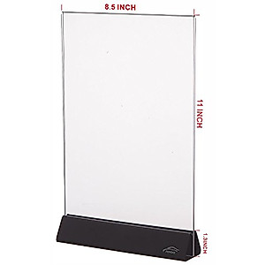 8.5x11 Acrylic Sign Holder, Clear Sign Holder Plastic Paper Holder Slant Back Sign Holders 8 1/2 x 11 inches Sign Holder Acrylic Display Stand for Office, Store,5 Pack