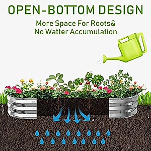 Aolamegs Galvanized Raised Garden Bed - 1 Pack 68 x 36 inch Vented Raised Garden Boxes Kit for Vegetables Flower Strawberry Garden Planter Metal Raised Garden Boxes Outdoor with Glolves No Need Tools