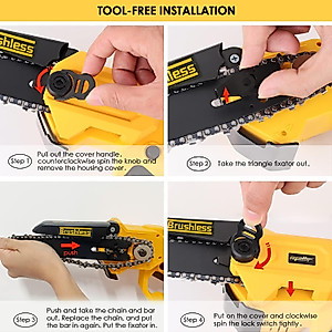 Mellif Cordless Power Chainsaw for Dewalt 20V Max Battery (Battery NOT Included) 6-Inch Hand-held Mini Pruning Saw with Brushless Motor & Replacement Chain for Wood Cutting | Tree Trimming | Camping