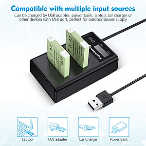 Powerextra 2 Pack NB-6LH Battery and Dual USB Charger for Canon NB-6L Battery and Canon Powershot S120 SX510 HS SX280 HS SX500 is SX700 D20 S90 D30 ELPH 500 SX270 SX240