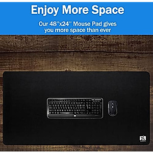 3XL Huge Mouse Pads Oversized (48''x24'') - Extra Large Gaming XXXL Mousepad for Full Desk - Super Thick Nonslip Rubber Base and Waterproof Desktop Keyboard Extended Mouse Mat (Black, XXX-Large)