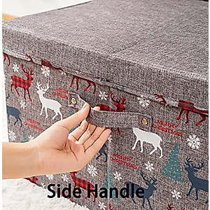 Nopuper Large Toy Box Storage Organizer with Lid,2 Packs, Foldable Shelf Storage Bins, Sturdy PP Interlayer,Hard Bottom and Sides, 20"*16"*12"