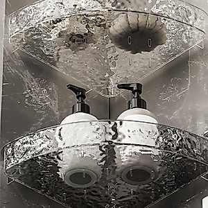 Androf Acrylic Transparent Shower Storage, Raidley No Drill Clear Wall Caddy Large Capacity, Drainage, Raidley Easymount Bathroom Storage Shelf (Rectangle-Silver)