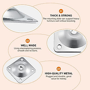 Leg Mounting Plates, 4 Sets Furniture Leg Attachment Plates, 5/16"(M8) Industrial Grade Flat Mounting T-Plates with Hanger Bolts, Screws, Strengthen Weak Furniture Repair Damaged Sofa Couch Seat