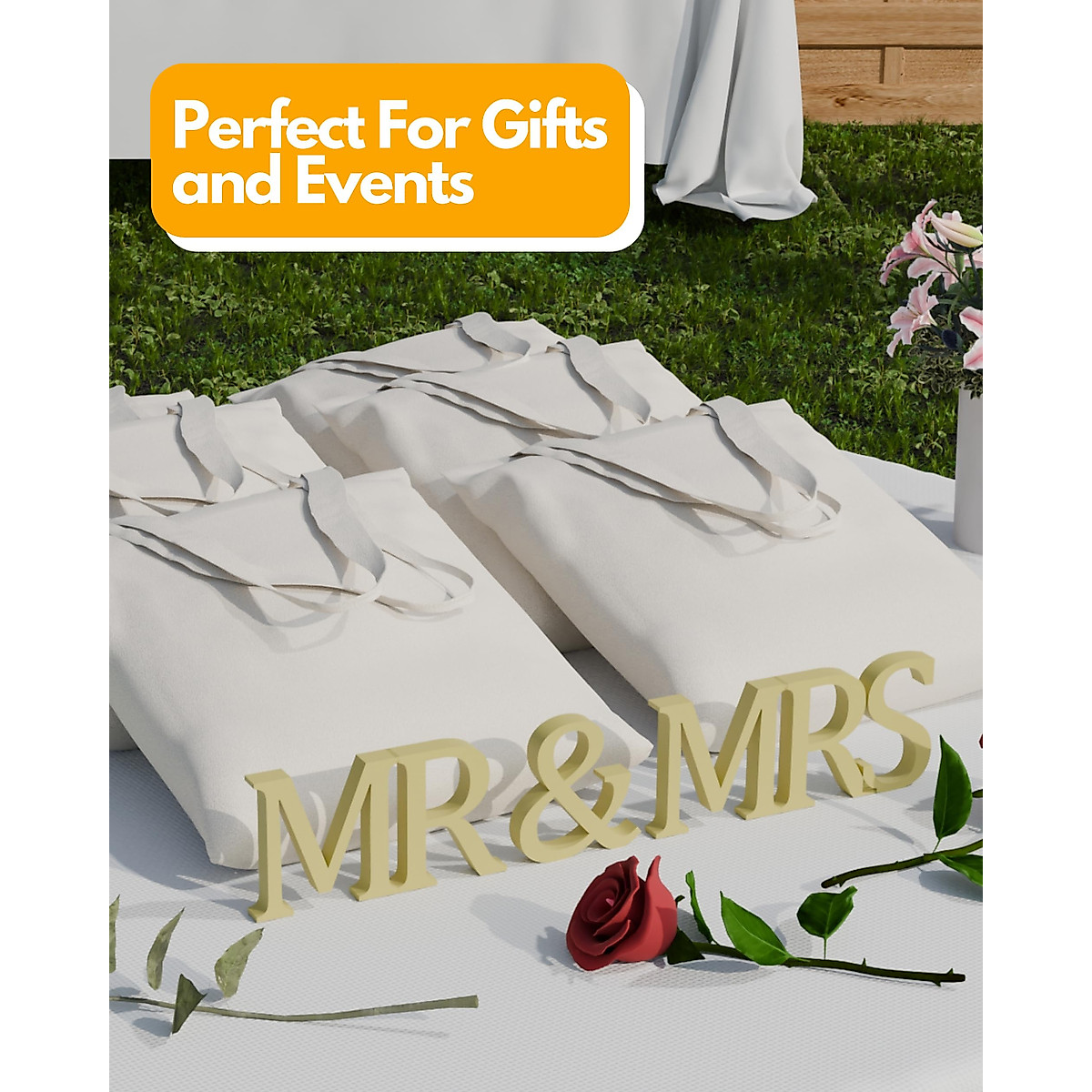 PartyPrints 5 Pack 15x16 Large Premium Cotton Canvas Tote Bag, Reusable Blank Plain Bulk Sublimation Natural Beige Cloth Bags with Handles for Gift, Beach, School, Work, DIY, Craft, Shopping, Painting