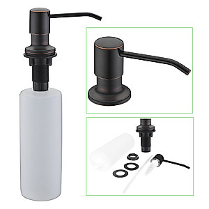 UEKPOE Modern Stainless Steel Oil Rubbed Bronze Soap Dispenser for Kitchen Sink Built in Design Hand Soap Dispenser with Large 17 oz Bottle