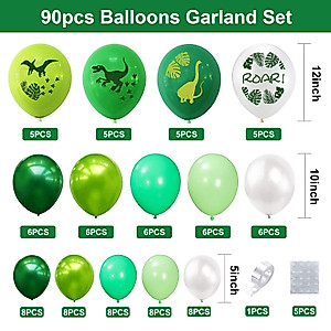 Dinosaur Balloon Arch,100pcs Dinosaur Party Decorations,Dinosaur Birthday Party Supplies for Dino Themed Kid's Party,Celebration