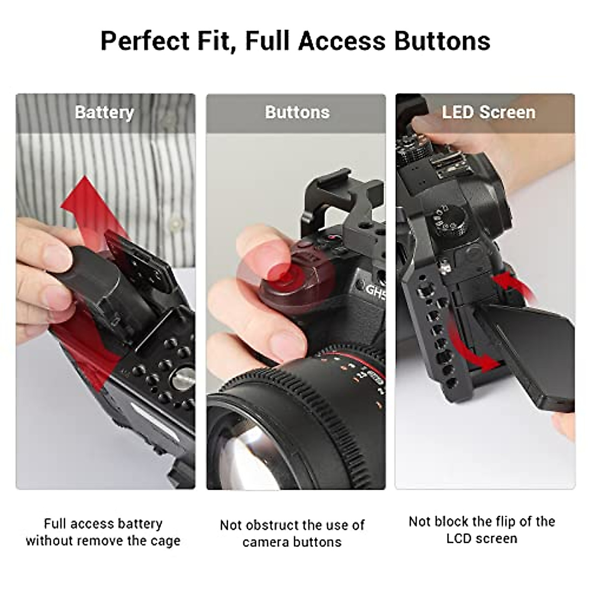 (New Version) SMALLRIG GH5 GH5 II GH5S Camera Cage with Built-in Cold Shoe and NATO Rail for Panasonic GH5 II/ GH5 / GH5S - CCP2646