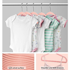 Mangokit Kids Velvet Hangers 15 Pack, 11 Inch Size Non-Slip Baby Hangers, Space-Saving Nursery Hangers, Perfect Infant/Toddler Clothes Hangers for Daily Use(Pink)