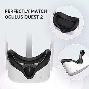 CNBEYOUNG VR Face Cover and Lens Cover Compatible with Quest 2, Sweatproof Silicone Face Pad Mask & Face Cushion for Quest 2 VR Headset, Washable Lightproof Anti-Leakage (Black)