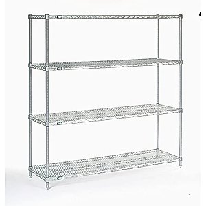 Nexelate Wire Shelving Starter Unit, Silver Epoxy, 60"W X 14"D X 63"H