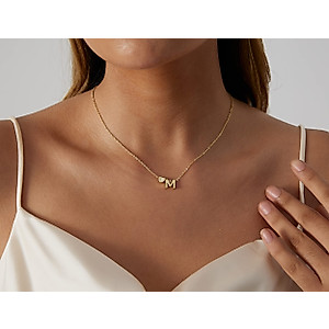 JECOMY Dainty Initial Necklaces for Women 14K Gold Plated Heart Letter Necklace Personalized Initial Heart Pendant Necklace Tiny Letter Name Necklaces