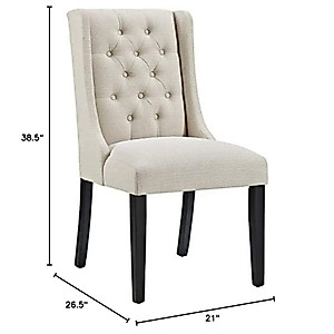 Modway Baronet Modern Tufted Upholstered Fabric Parsons Kitchen and Dining Room Chair in Beige