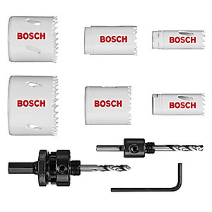 BOSCH HSBIM9 9-Piece Bi-Metal Hole Saws Assorted Kit with SpinLOCK Universal Arbor with Included Carrying Case for General Purpose Applications in Wood, Aluminum, Metal, Plastic Materials
