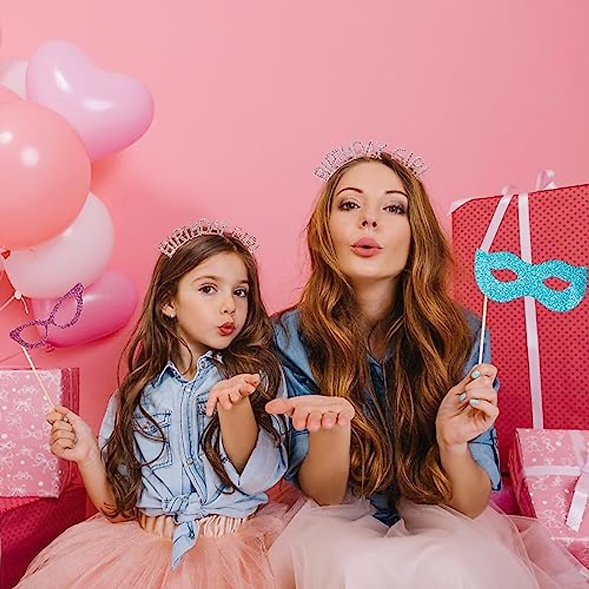 PAPARELA Birthday Crown Rose Gold Birthday Sash Rhinestone Tiara Set for Girl Headband Princess Crowns for Birthday Party Pageant Gifts for Women