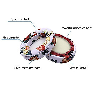 Studio 3 Ear Pads Replacement Ear Pads Protein PU Leather Ear Cushion Compatible with Studio 2.0 Studio 3 B0500 Wired Wireless Over-Ear Headphones (Not fit Solo2/3) (Floral White)