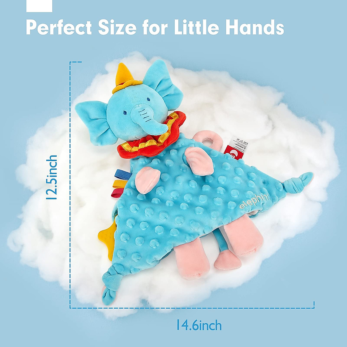 hahaland Baby Stuff Loveys for Babies Elephant Security Blanket with Baby Teething Toys 0-3-6-12 Months Baby Gifts for Newborn Baby Boys Girls Infant Toys