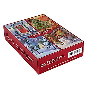 Image Arts Boxed Christmas Cards Assortment, Home for the Holidays (4 Designs, 24 Cards with Envelopes)