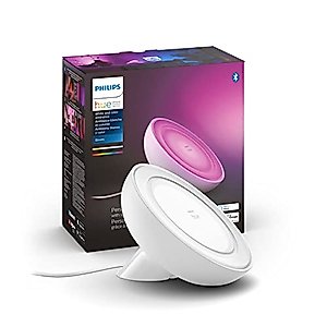 Philips Hue Bloom White and Color Ambiance Smart Lamp, Works with Amazon Alexa, Apple Homekit and Google Assistant, Bluetooth Compatible, Corded, White, 7.1W