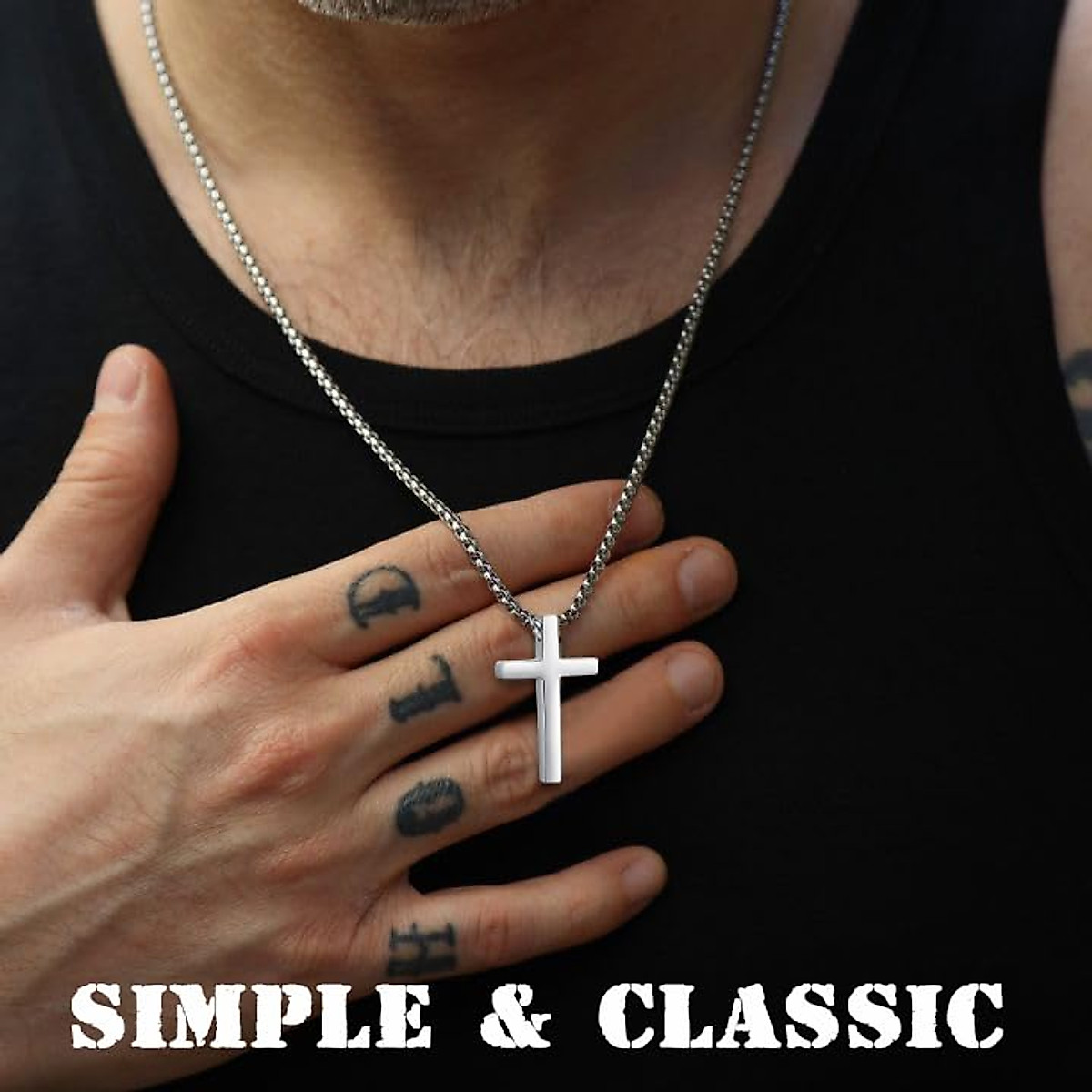 Quietsun Easter Basket Stuffers for Teens Boys Gifts Kids Teenage Ideas Cross Necklace Egg Fillers Men 14 16 18 Year Old Confirmation Him Birthday Son Silver Chain Christmas Day Stocking Valentines