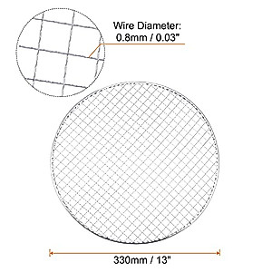 HARFINGTON 5pcs Round BBQ Grill Net 13" Dia Galvanized Iron Barbecue Mesh Mat for Baking Smoking Charcoal Grilling Roasting