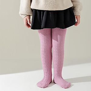 JORMATT 3 Pack Baby Tight for Girls Seamless Soft Thick Cotton Cable Knit Leggings Stockings Newborn Infant Toddler Tights Pantyhose 2-4 Years