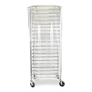 TrueCraftware - Durable Clear Plastic Cover for 20 Tier Commercial Kitchen Bun Pan Sheet Rack - 28 x 23 x 61 - Heavy Duty Plastic Sheet Pan Rack Cover with Zippers