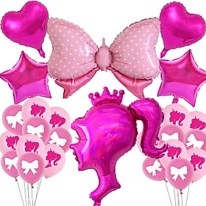 Pink Girl Balloons, Girls Birthday Balloons, Princess Birthday Party Supplies, Hot Pink Balloons Set for Girls Birthday Party, Princess Themed Party, Makeup Party Decorations, Spa Party Supplies