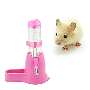 Hemobllo Pet Feeder Hamster Hanging Water Bottle Pet Dispenser with Base Hut Pet Auto Dispenser for Dwarf Ferrets Rabbits Hamster Mouse Rat Hedgehog and Other Small Animals (125ML, Pink)